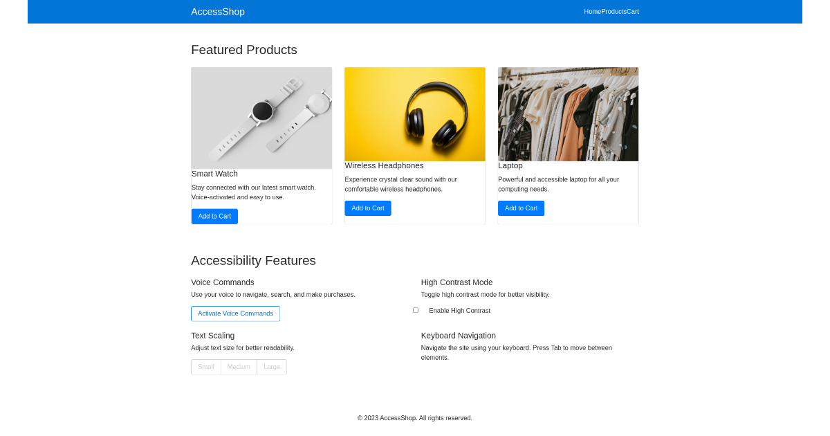 Accessible E-commerce Platform - Free Html, Bootstrap Component