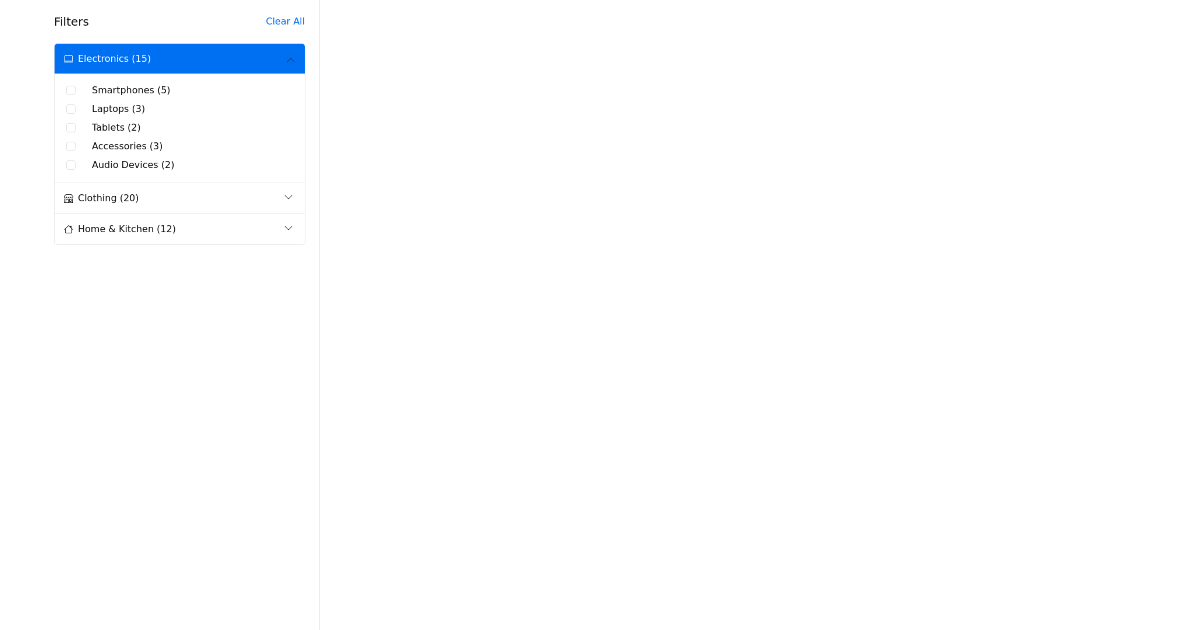 Category Filter Accordion - Free Html, Bootstrap Component