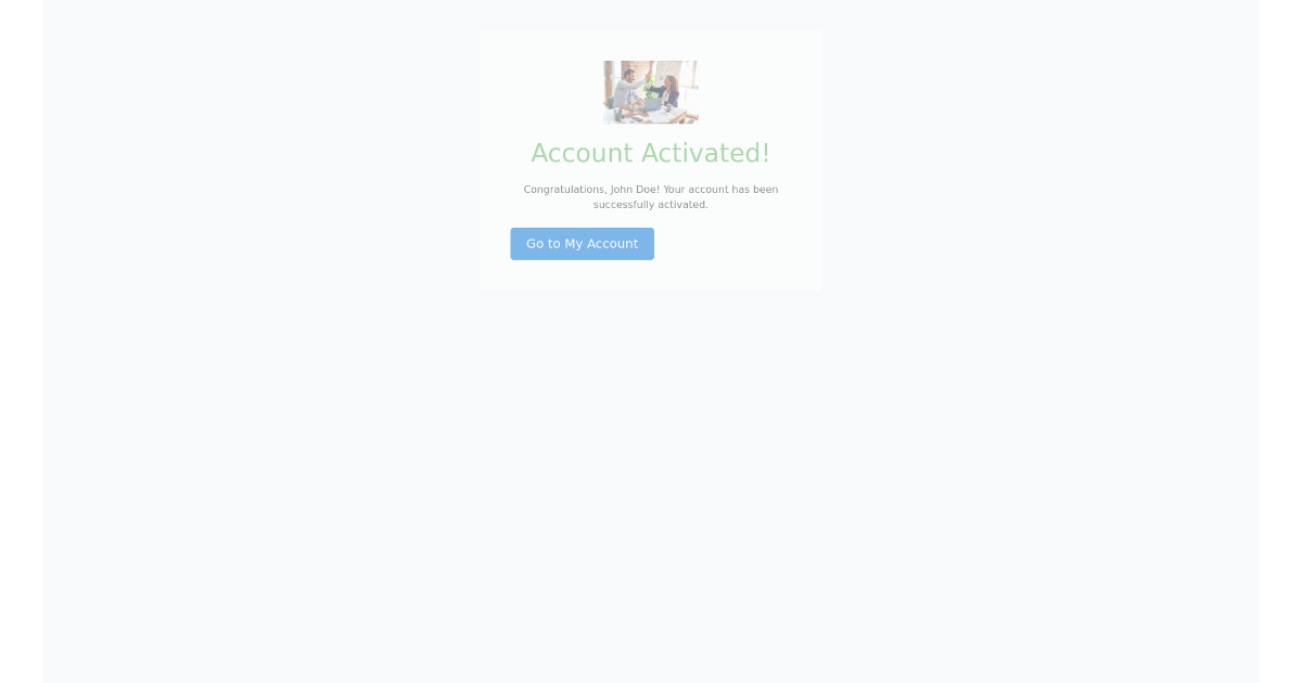 Account Activation Confirmation - Free Html, Bootstrap Component