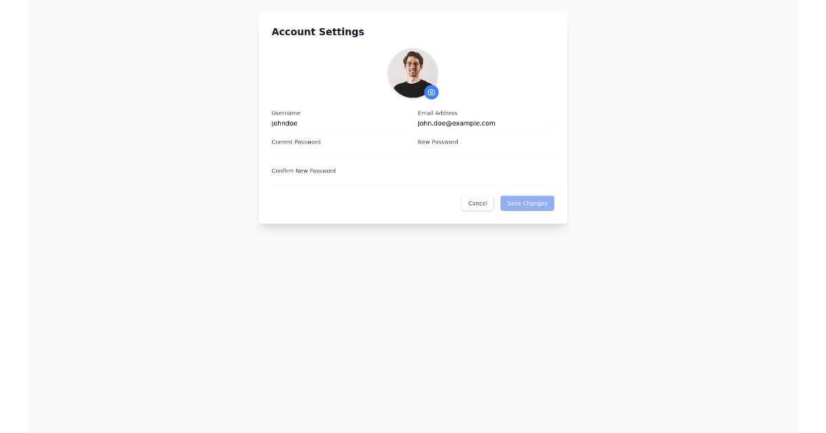 Account Settings Component - Free Angular, Tailwind Component
