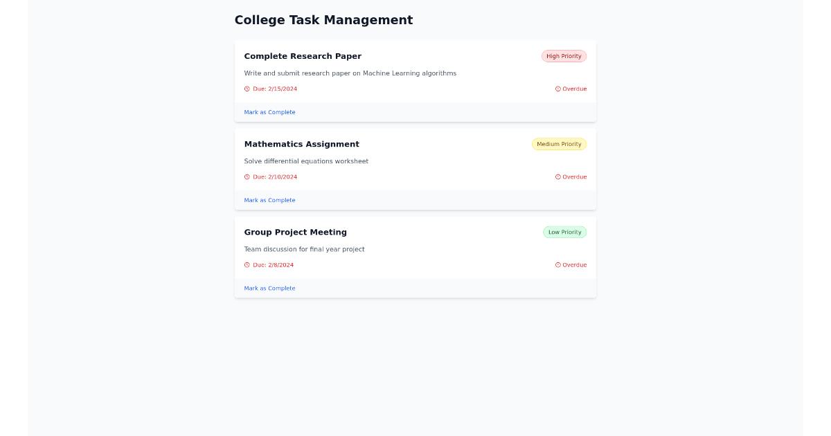 Task Management - Free React, Tailwind Component