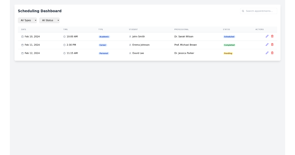 Dummy Appointments - Free React, Tailwind Component
