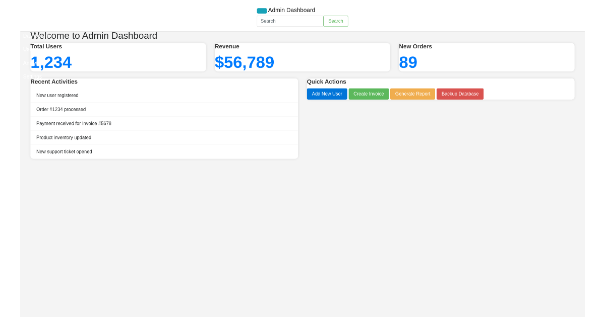 Fixed Admin Dashboard - Free Html, Bootstrap Component