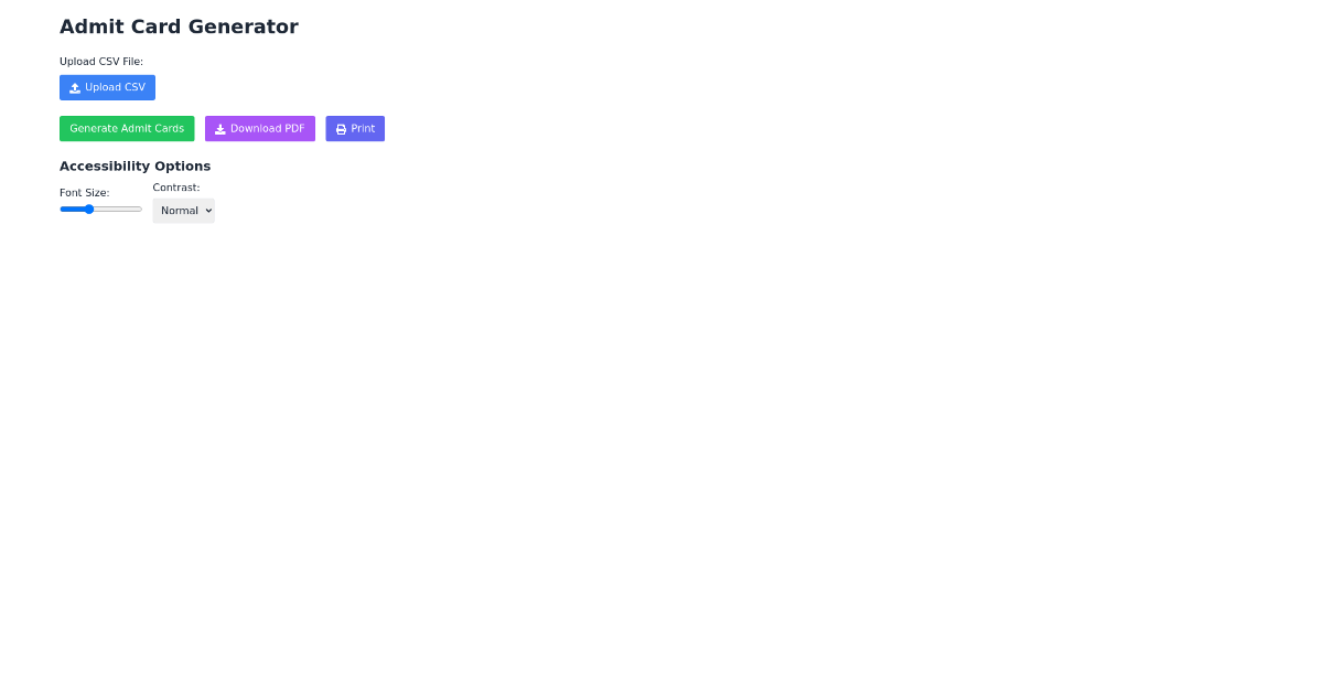Admit Card Generator - Free React, Tailwind Component