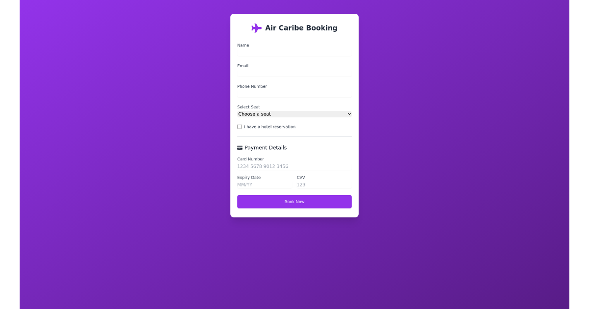 Airline Booking - Free React, Tailwind Component