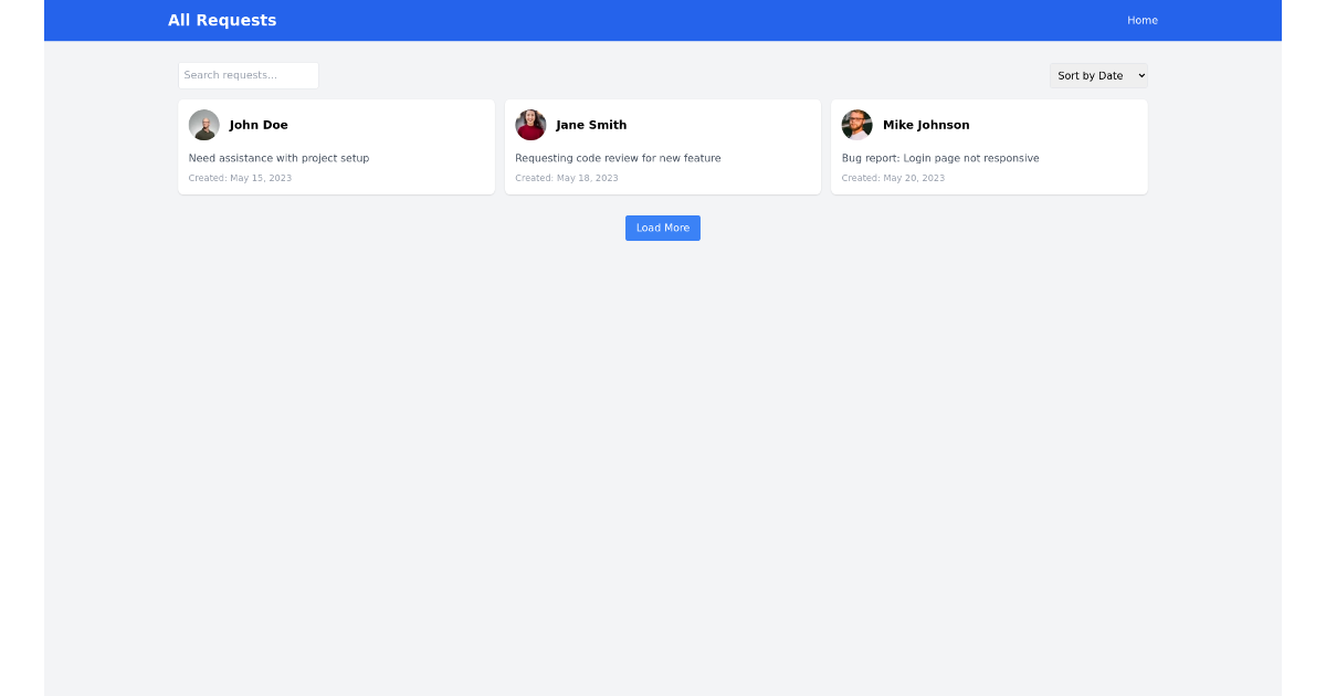 View All Requests - User Requests Dashboard