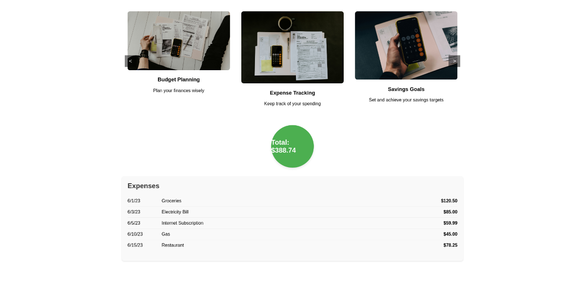 Create an Angular Carousel with Expense Tracking