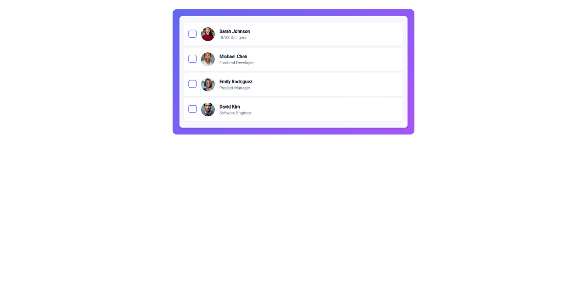 Gradient Checkbox List - Free Angular, Css Component