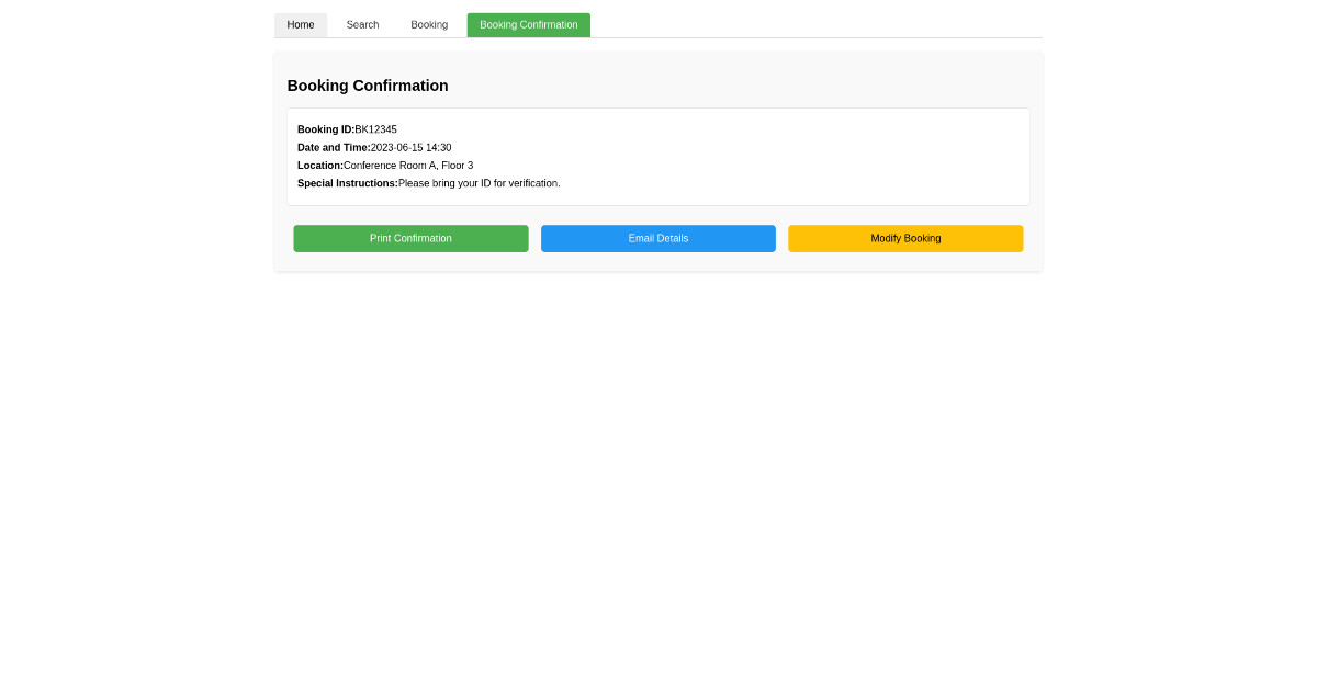 Booking Confirmation Component - Free Angular, Css Component