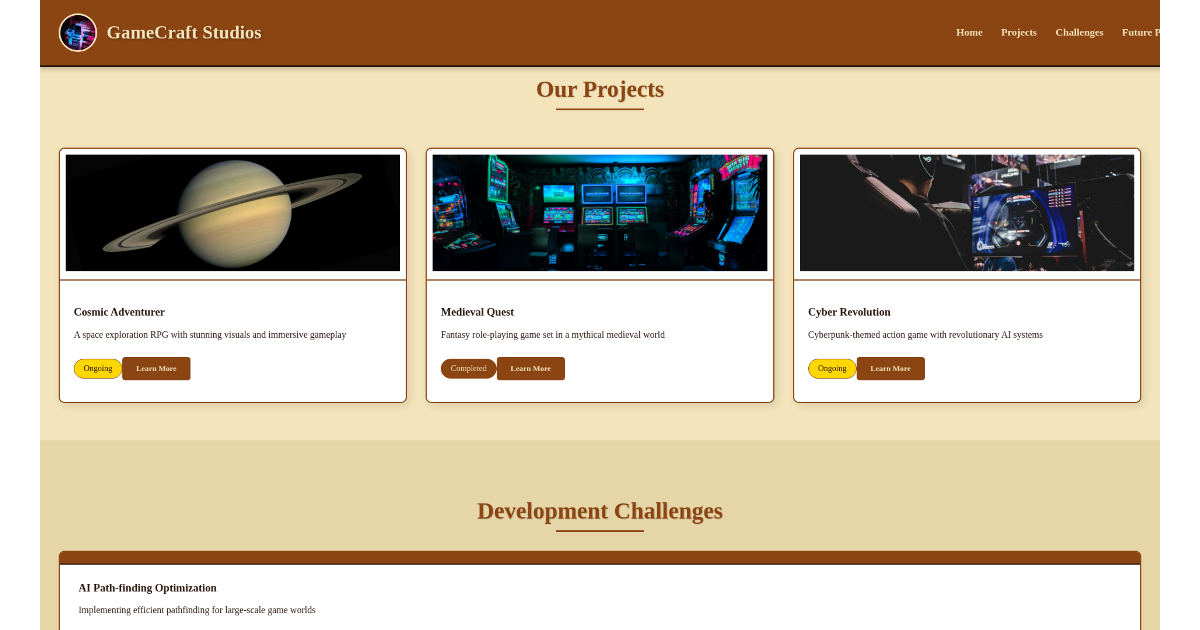 Game Studio Component - Free Angular, Css Component