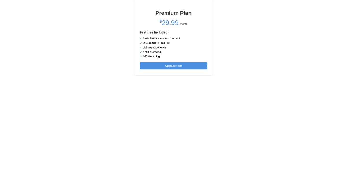 Current Plan Details - Free Angular, Css Component