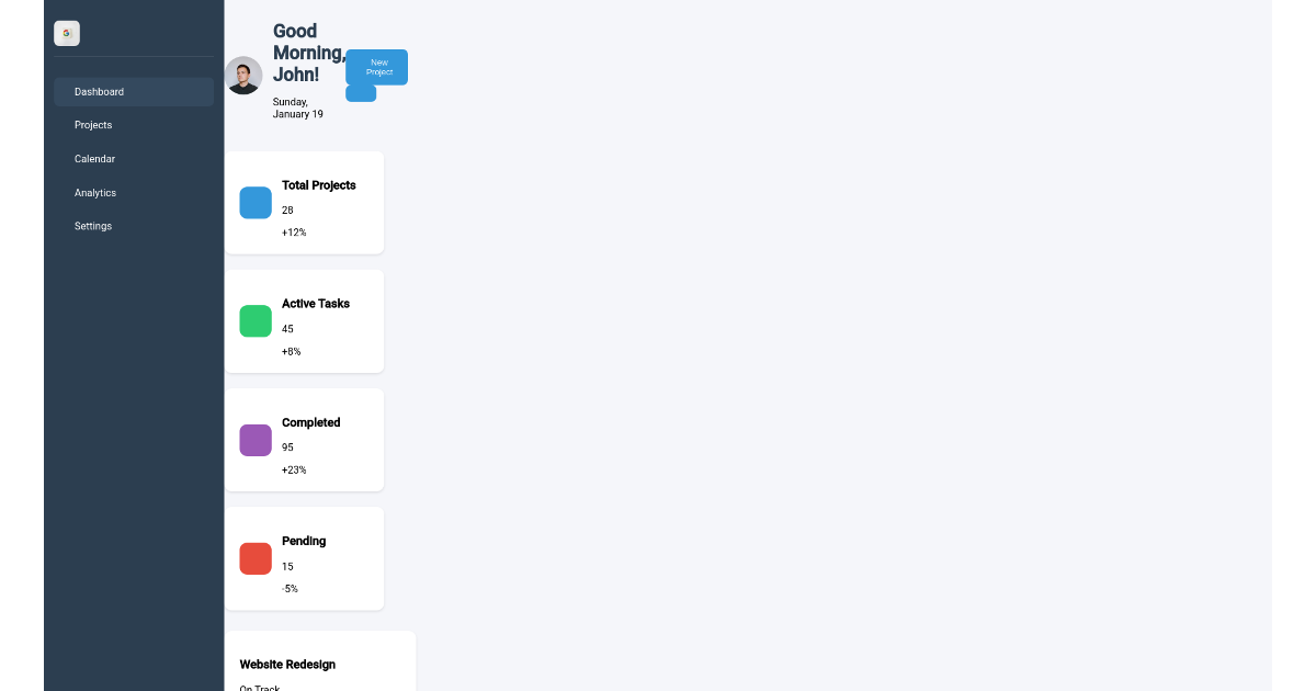 Dashboard Layout - Free Angular, Css Component