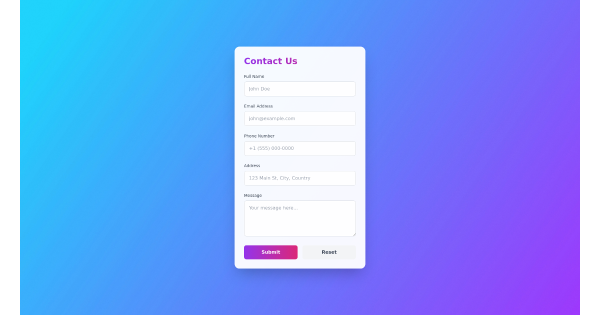Contact Form Component - Free Angular, Tailwind Component