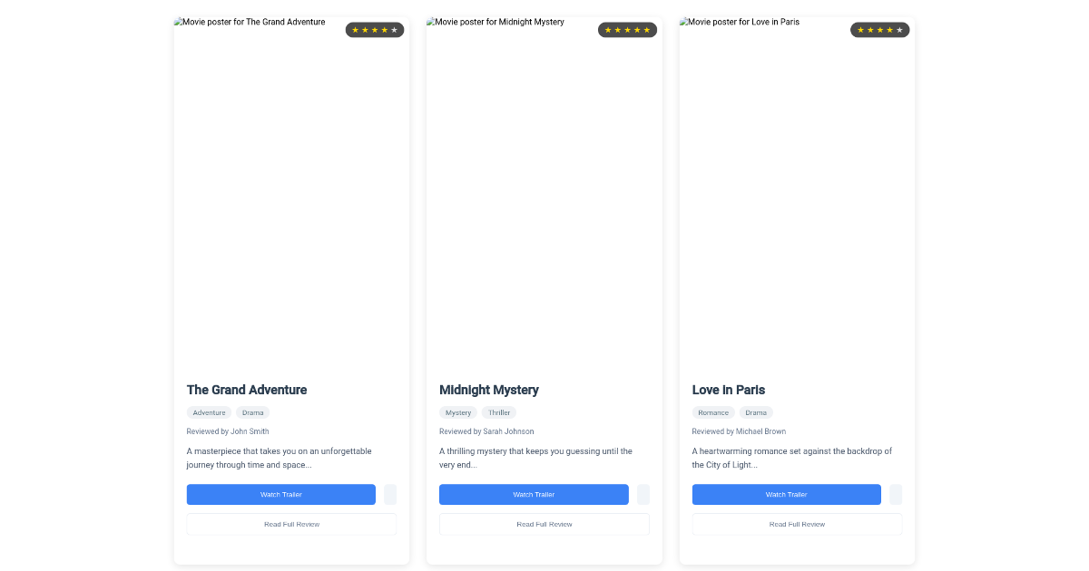 Movie Reviews List - Free Angular, Css Component