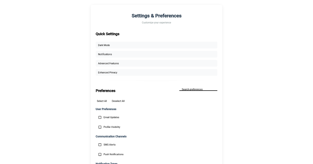Settings Panel Component - Free Angular, Css Component