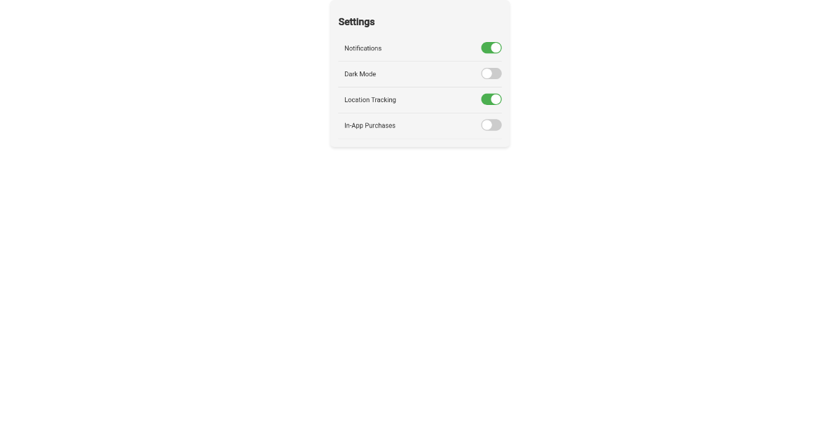 Settings Menu Component - Free Angular, Css Component