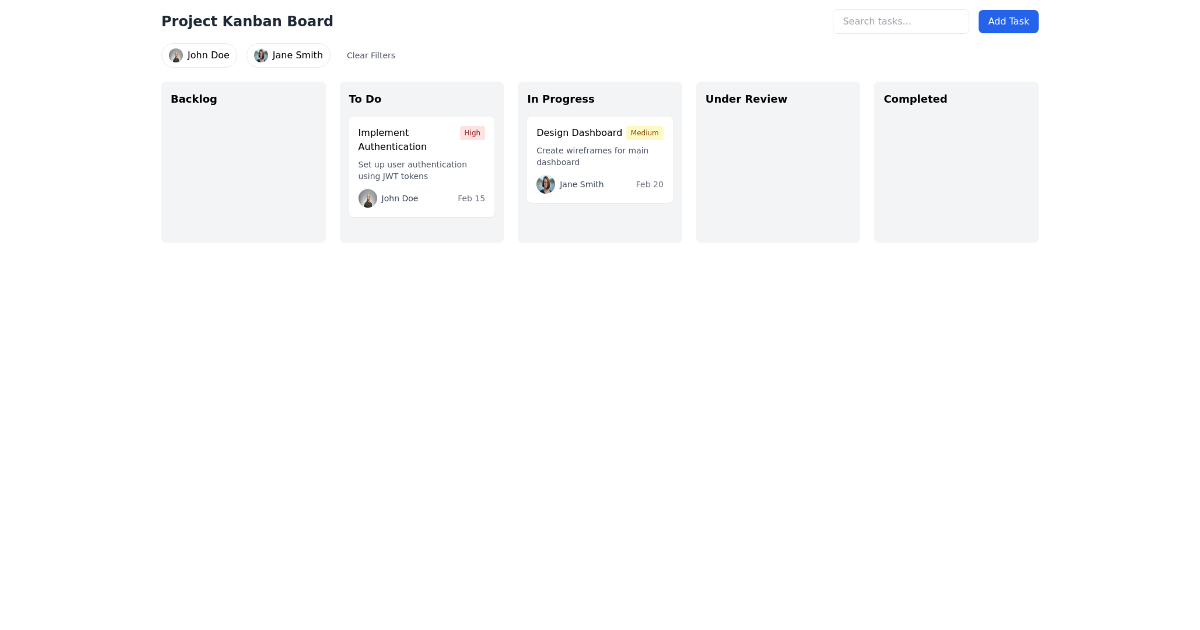 Kanban Board Component - Free Angular, Tailwind Component