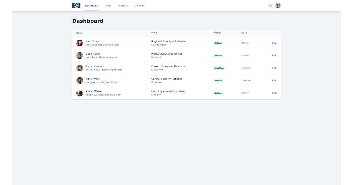 Layout Table Navbar - Free Angular, Tailwind Component