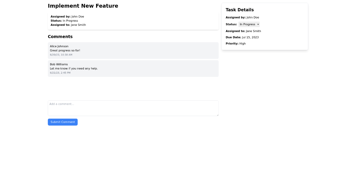 Task Details Component - Free Angular, Tailwind Component