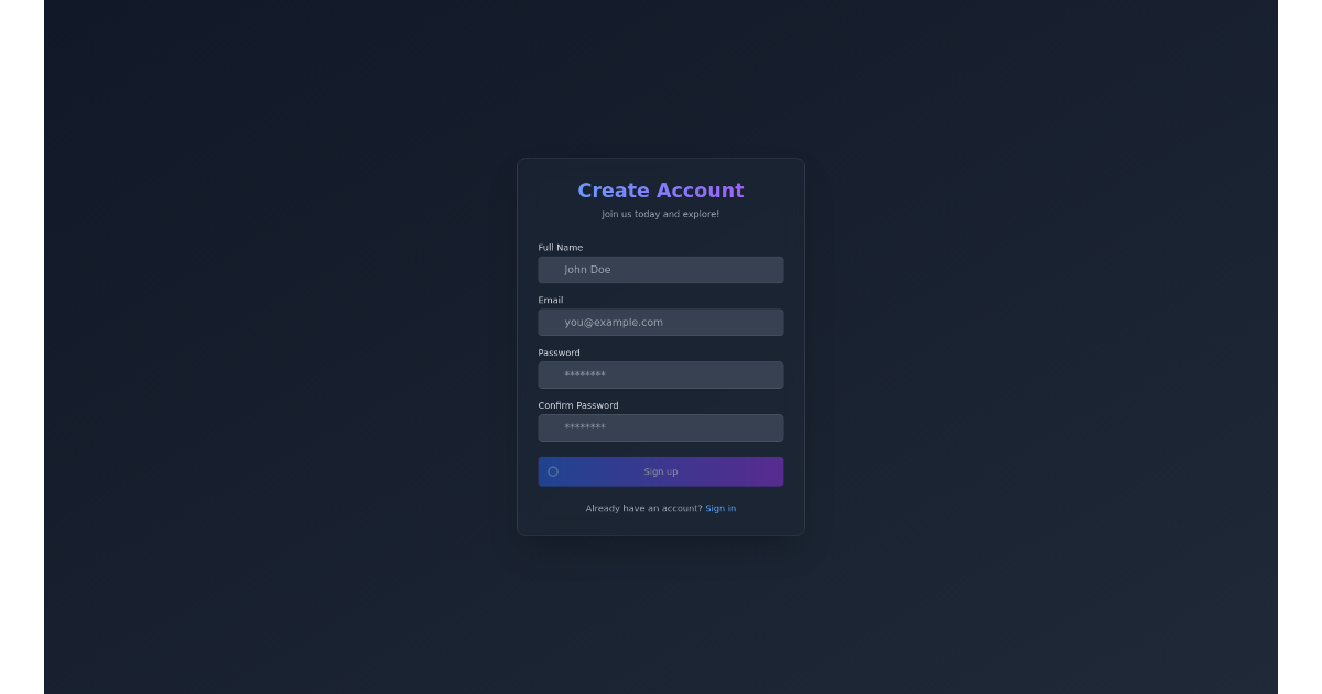 Registration Form - Free Angular, Tailwind Component