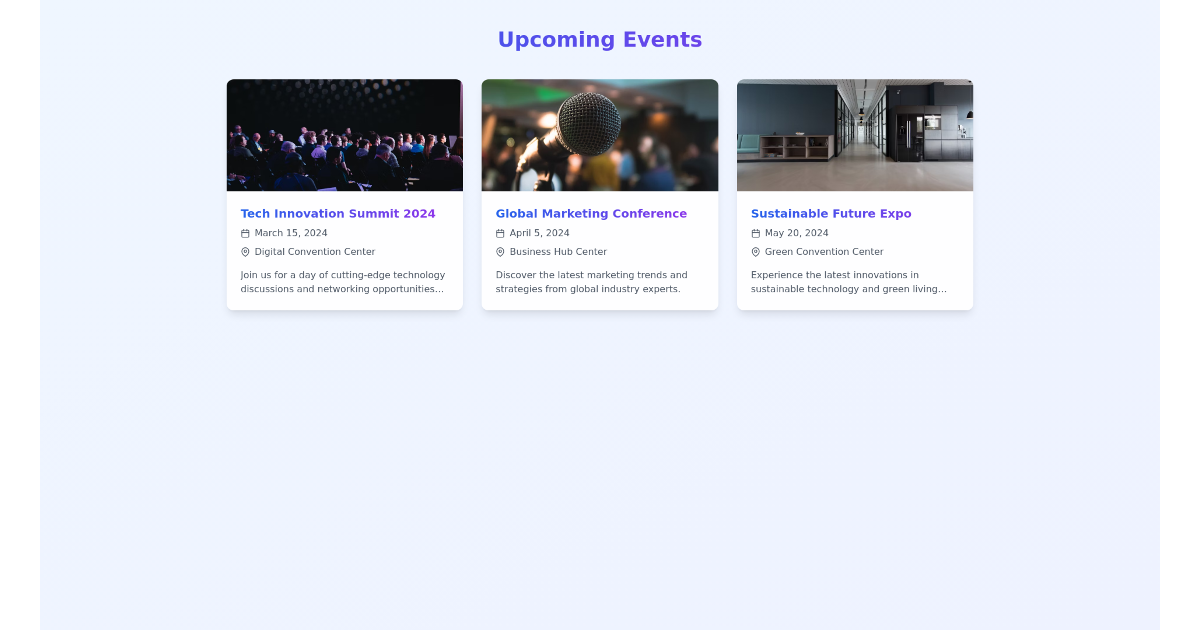 Events Page - Free React, Tailwind Component