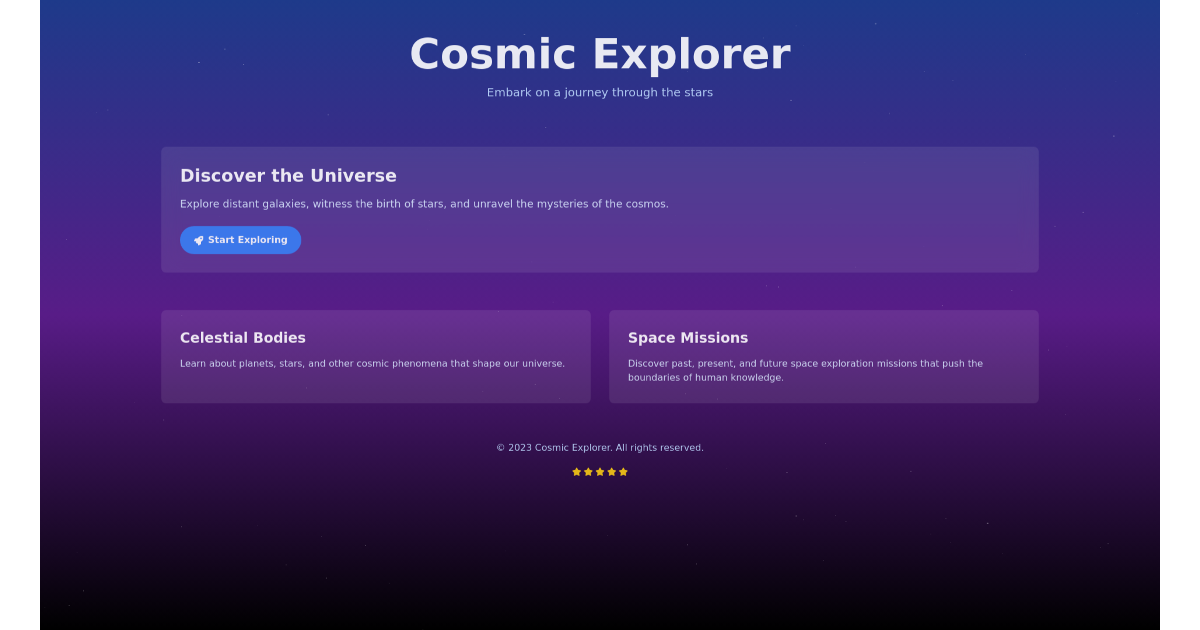 Cosmic Webpage - Free React, Tailwind Component
