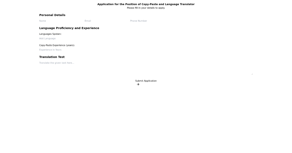 Translation Application Form - Free React, Tailwind Component