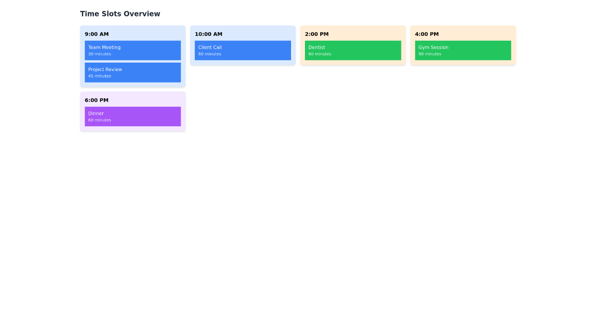Time Slot View - Free Angular, Tailwind Component