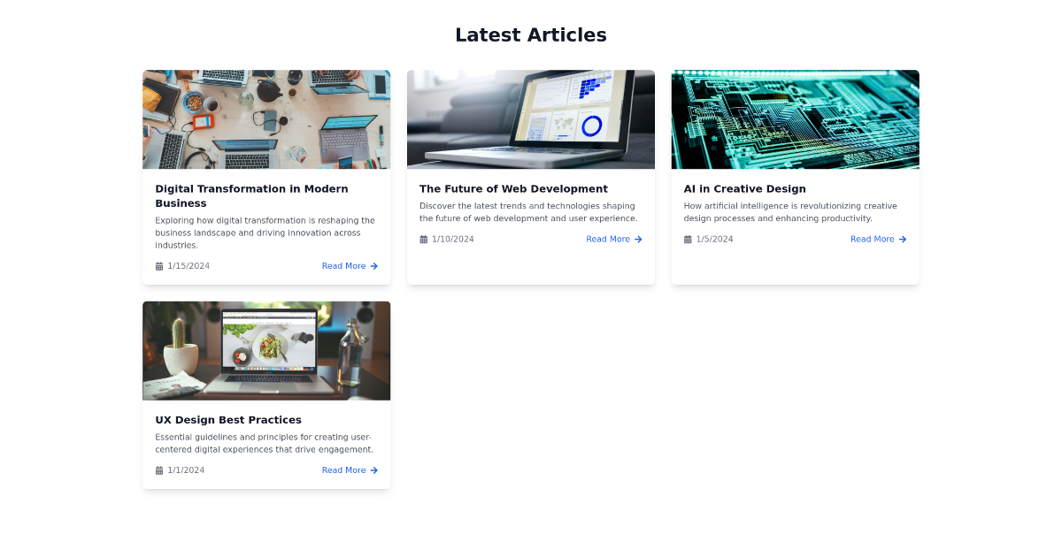Articles Showcase - Free React, Tailwind Component