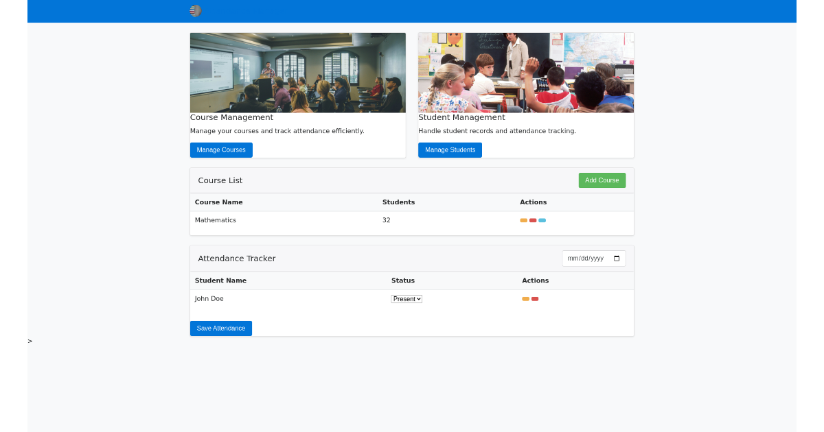 Attendance Management Dashboard - Free Html, Bootstrap Component