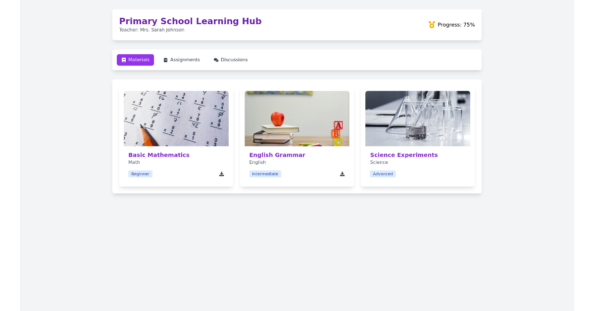 Primary School Course - Free React, Tailwind Component