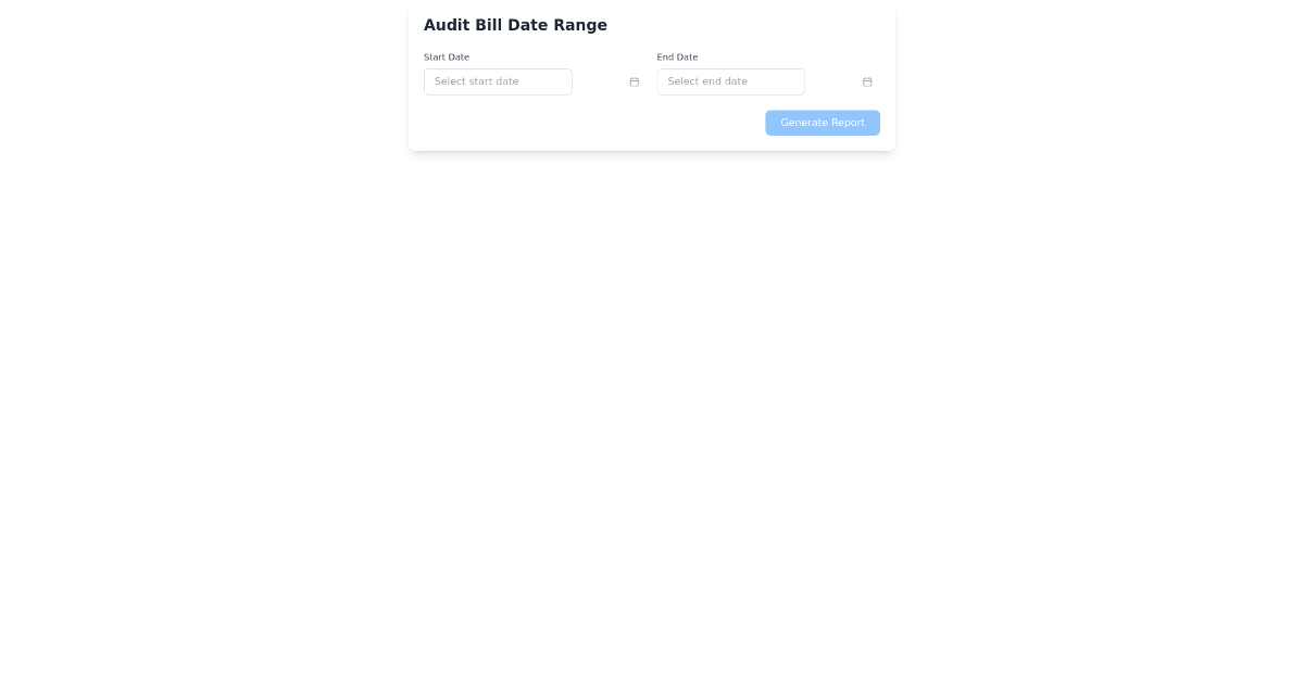 Audit Bill Date Picker - Free React, Tailwind Component