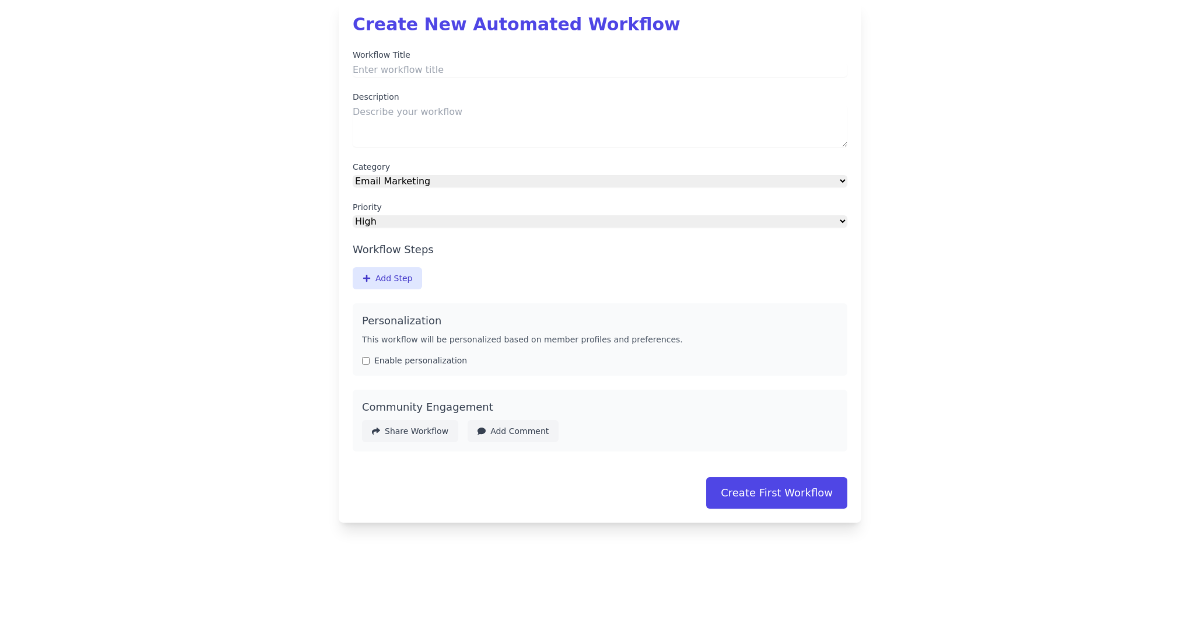 Workflow Interface - Free React, Tailwind Component