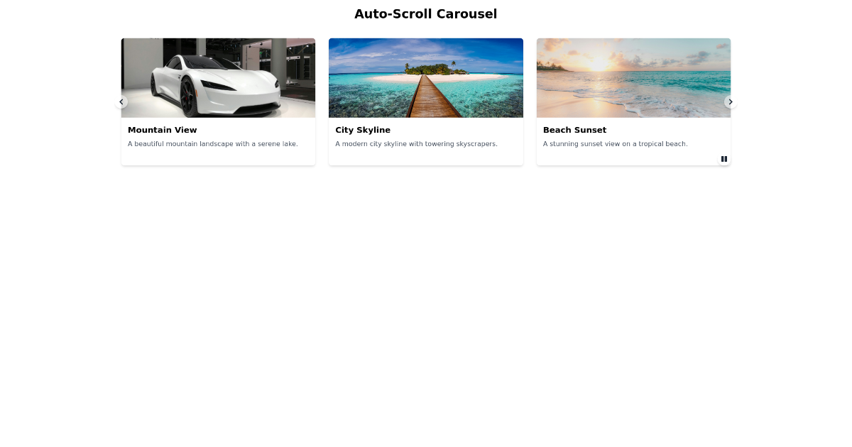 Auto Scroll Carousel - Free React, Tailwind Component