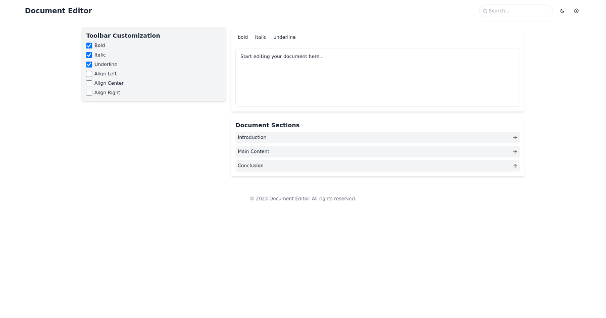 Document Editor - Free React, Tailwind Component