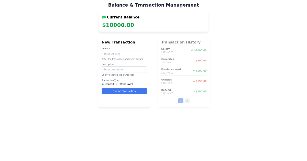 Transaction Management - Free React, Tailwind Component
