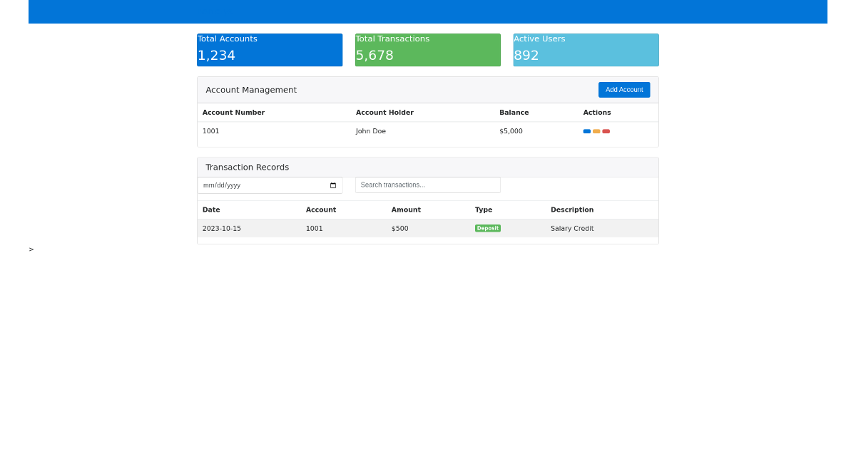 Bank Management Dashboard - Free Html, Bootstrap Component