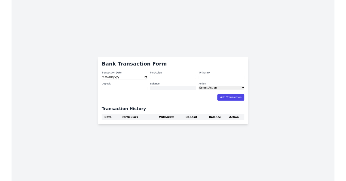 Bank Transaction Form - Free Html, Tailwind Component