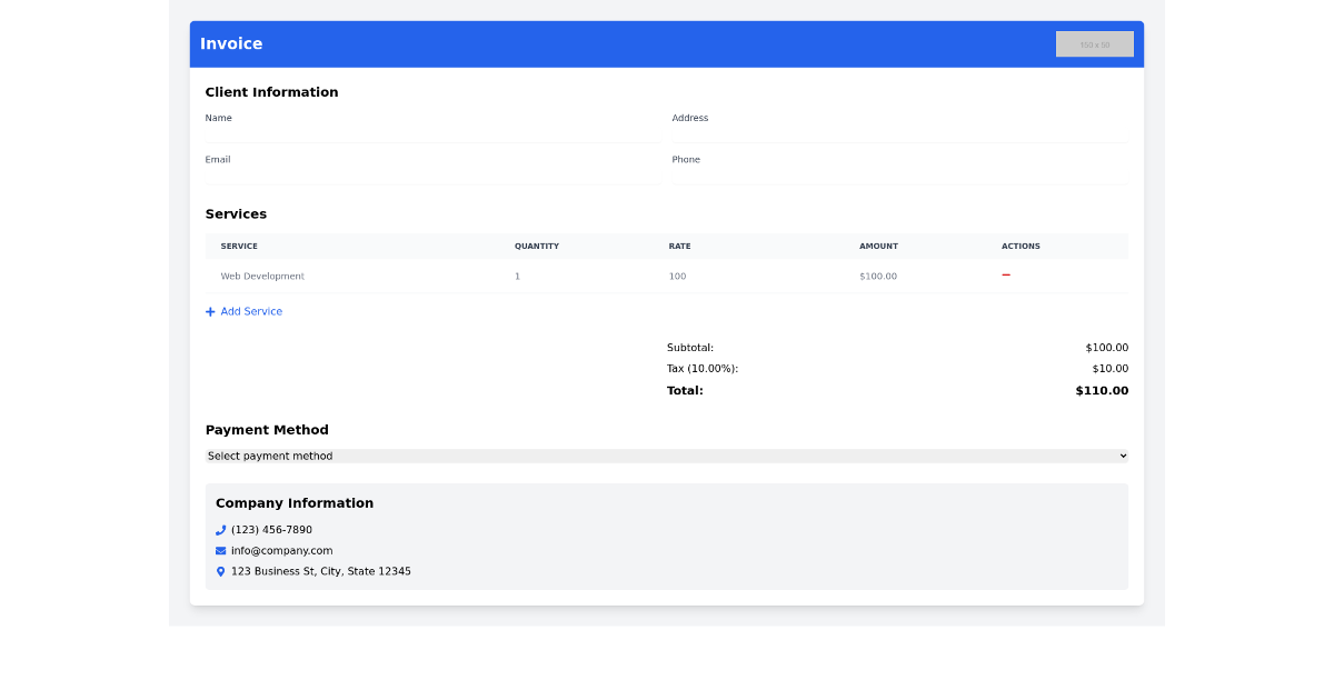 Billing Invoice - Free React, Tailwind Component