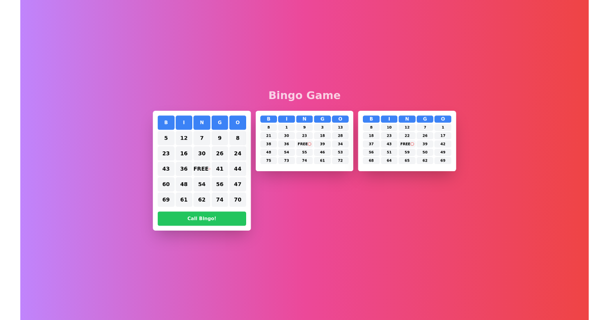 Bingo Game - Free React, Tailwind Component