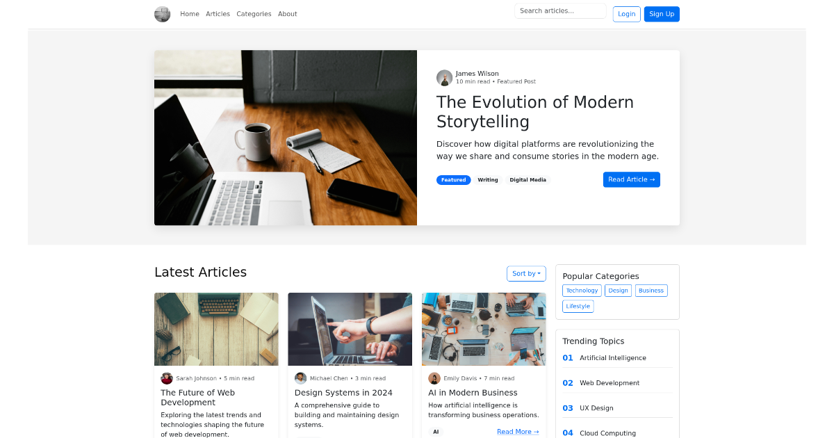 Modern Blog Platform - Free Html, Bootstrap Component