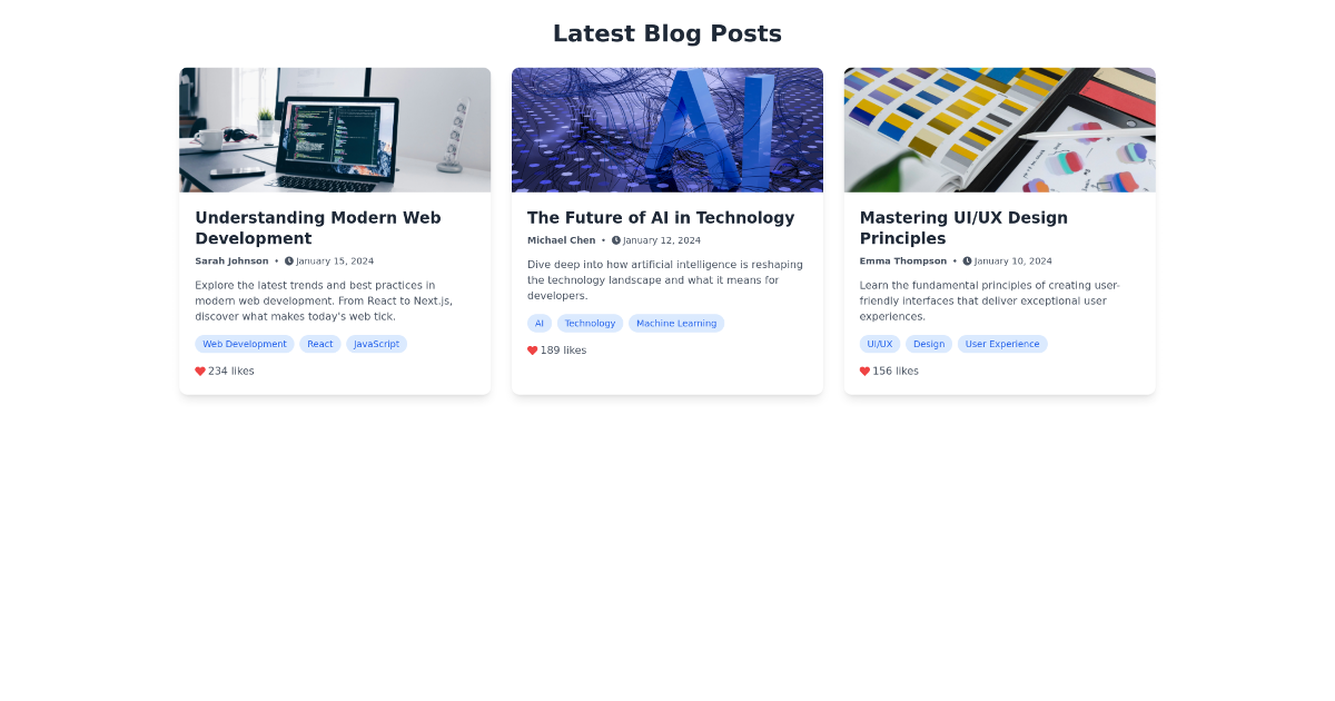 Blog Posts - Free React, Tailwind Component