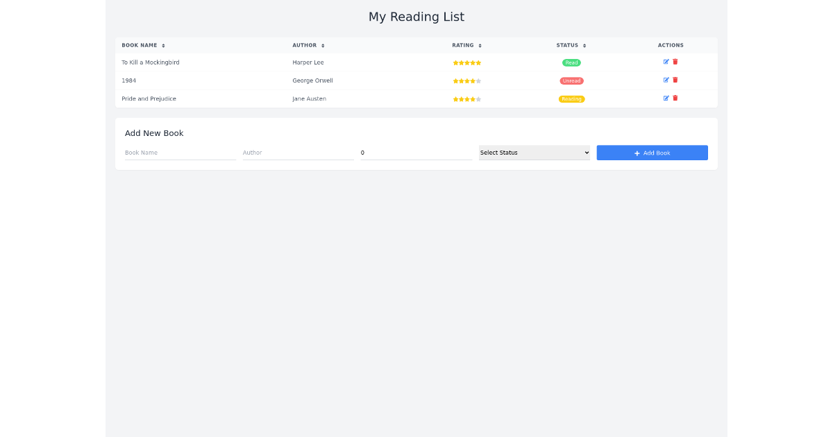 Book List - Free React, Tailwind Component