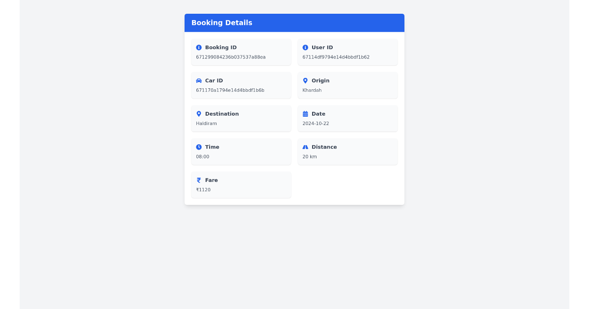 Booking Details - Free React, Tailwind Component