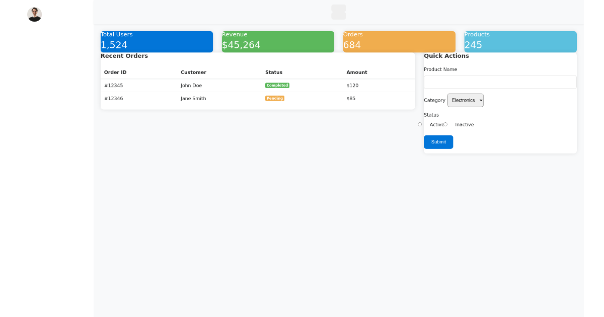 Admin Dashboard Panel - Free Html, Bootstrap Component