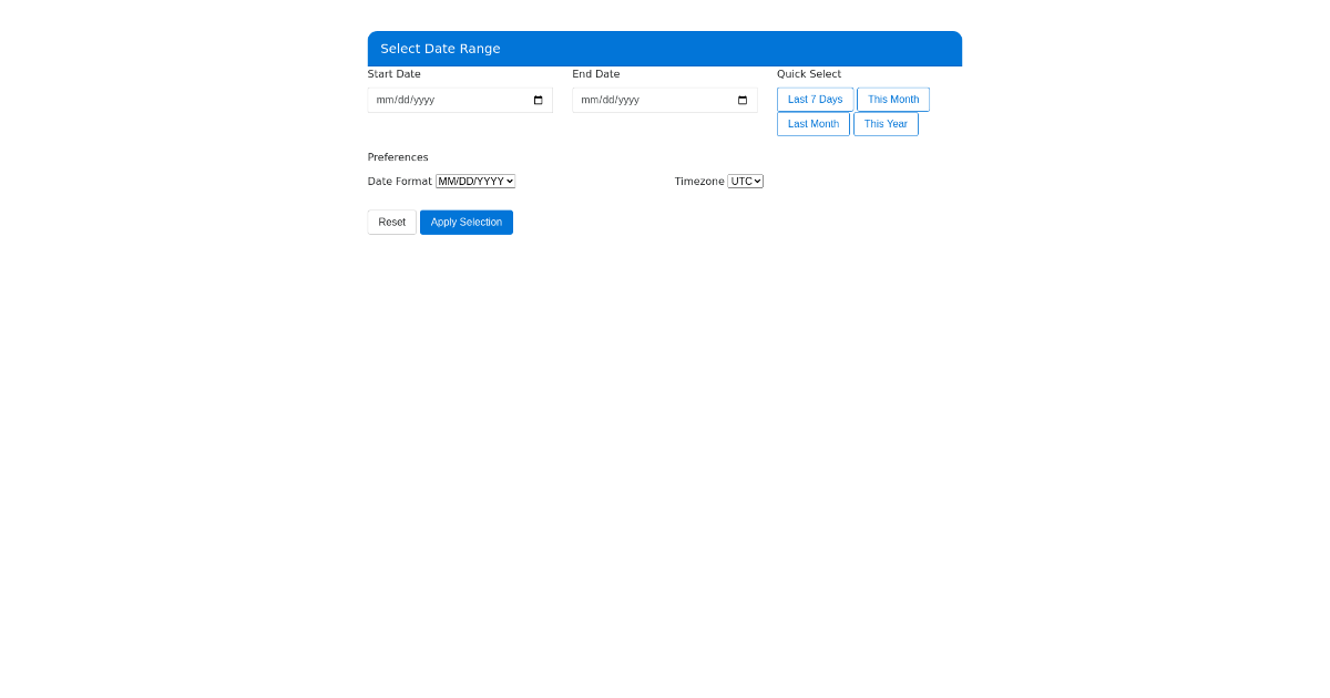 Advanced Date Picker - Free Html, Bootstrap Component