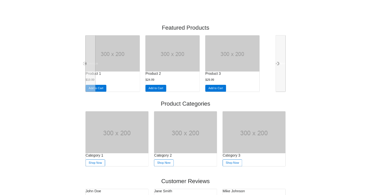 E-commerce Component - Free Html, Bootstrap Component