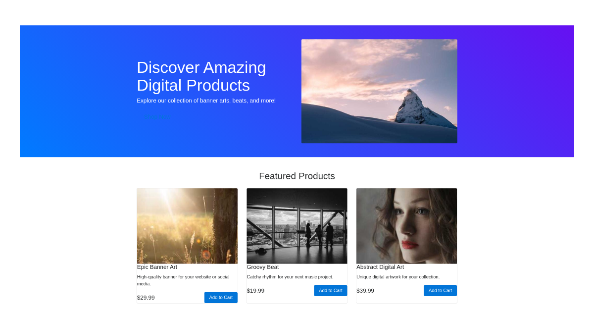 Digital Product Marketplace - Free Html, Bootstrap Component