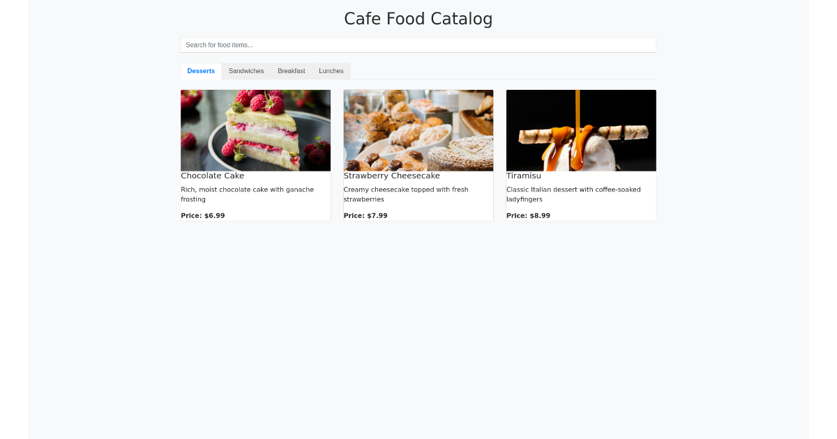 Food Catalog Component - Free Html, Bootstrap Component