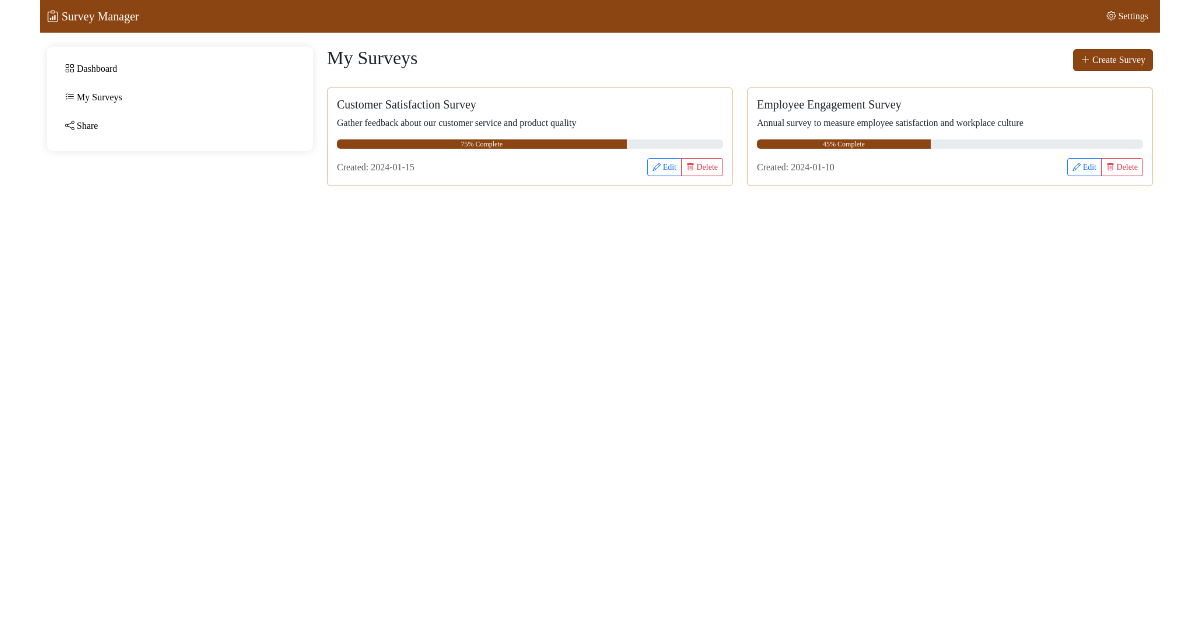 Survey Management Dashboard - Free Html, Bootstrap Component